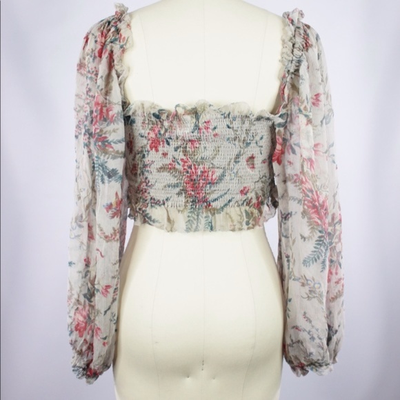 Zimmermann | Tops | New Zimmerman Bayou Floral Shirred Silk Crepe ...